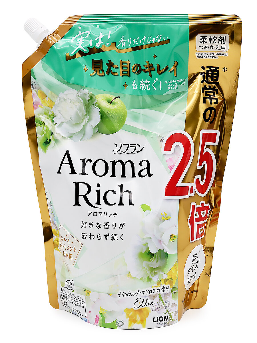 LION Кондиционер концентрат для белья парфюмированный Свежий букет Soflan Aroma Rich Ellie, 950 мл