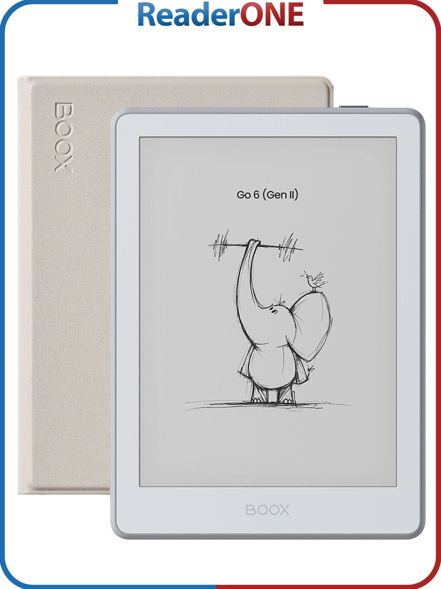Электронная книга ONYX BOOX Go 6 (Gen II), 32 ГБ, 6", E-ink Carta Plus (Carta 1300), серый с фирменной белой обложкой