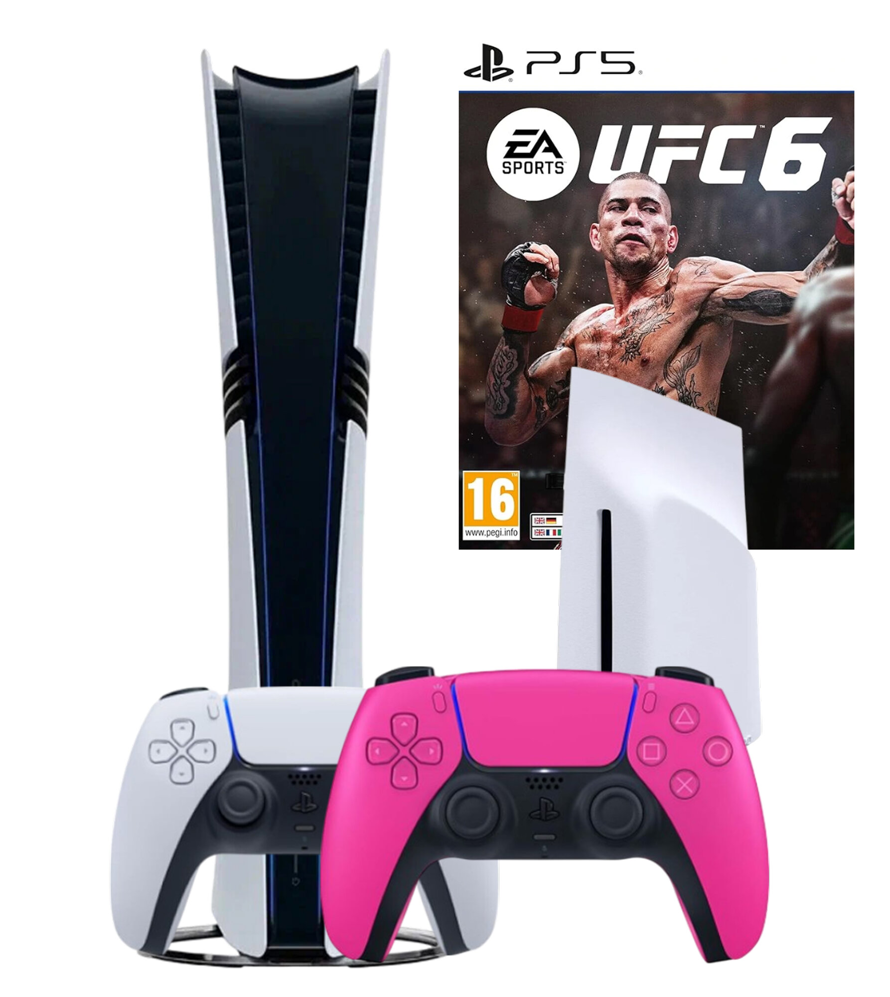 Игровая приставка PlayStation 5 Pro + 2й геймпад розовый + игра UFC6 + дисковод