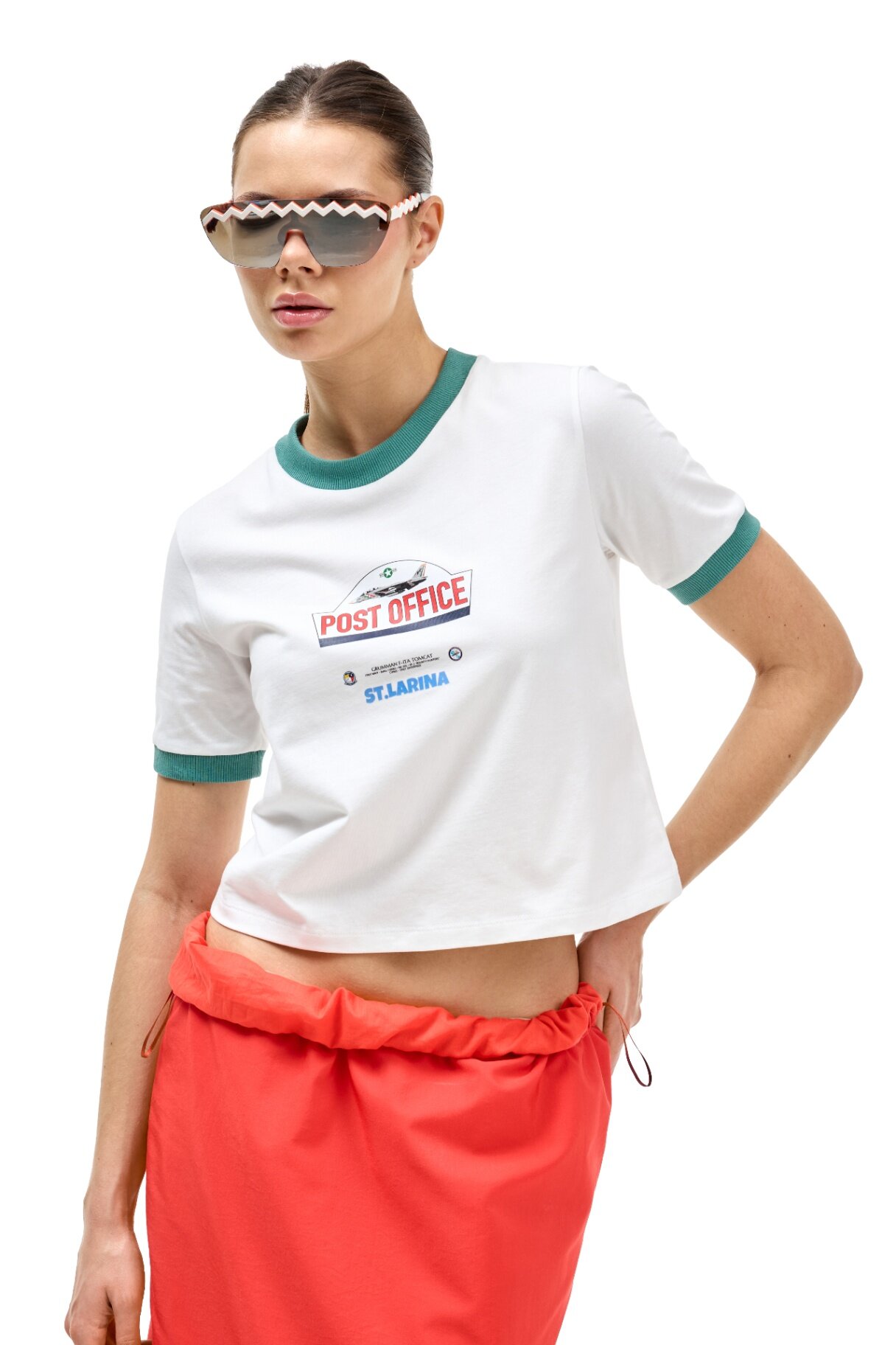 Футболка Stefani Larina Base Shift, женская, укороченная, 100% хлопок, белая