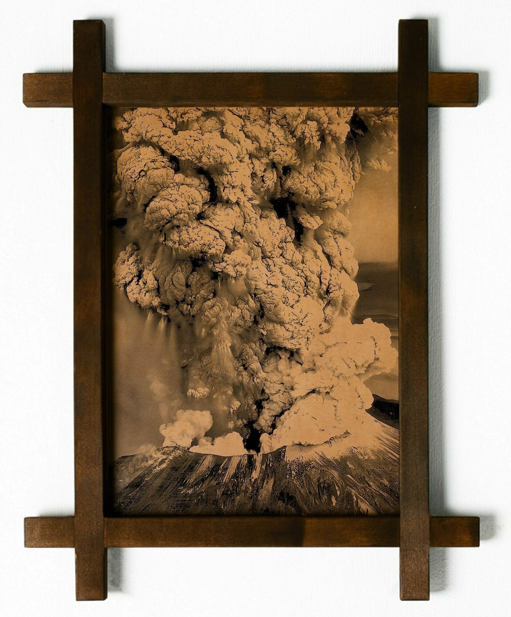 Картина интерьерная из кожи "Вулкан", BoomGift