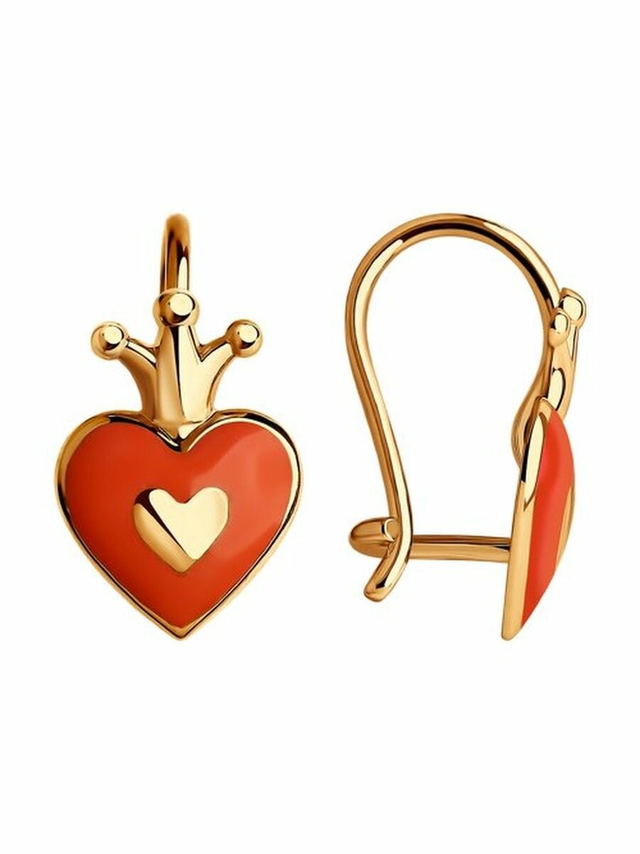 Серьги, красное золото, 585 проба, эмаль