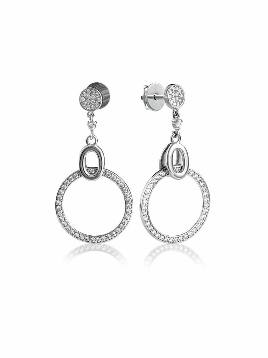Серьги пусеты, серебро, 925 проба, родирование, фианит
