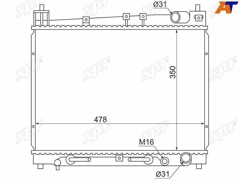 . SAT Радиатор охлаждения двигателя для Toyota Probox 02- , Vitz 99-05 , bB 00-05 , Echo 99-05