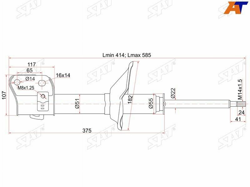 . SAT Амортизатор передний для SUBARU IMPREZA/LEGACY 92-03 правый
