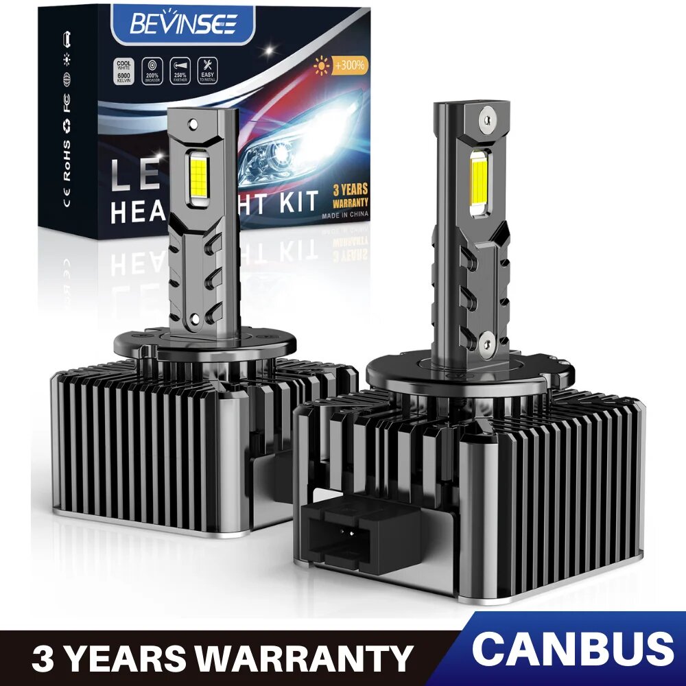 BEVINSEE D1S D3S LED CANBUS Лампочка для фар 70 Вт 7000LM D2S D5S D1R D2R D3R Светодиодная D3S D3R