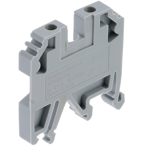 Клемма ЗН101-2-24A-07 винтовая 32420DEK серая 2,5мм2 24А 800В ширина 6мм DEKraft (10 шт. в комплекте)