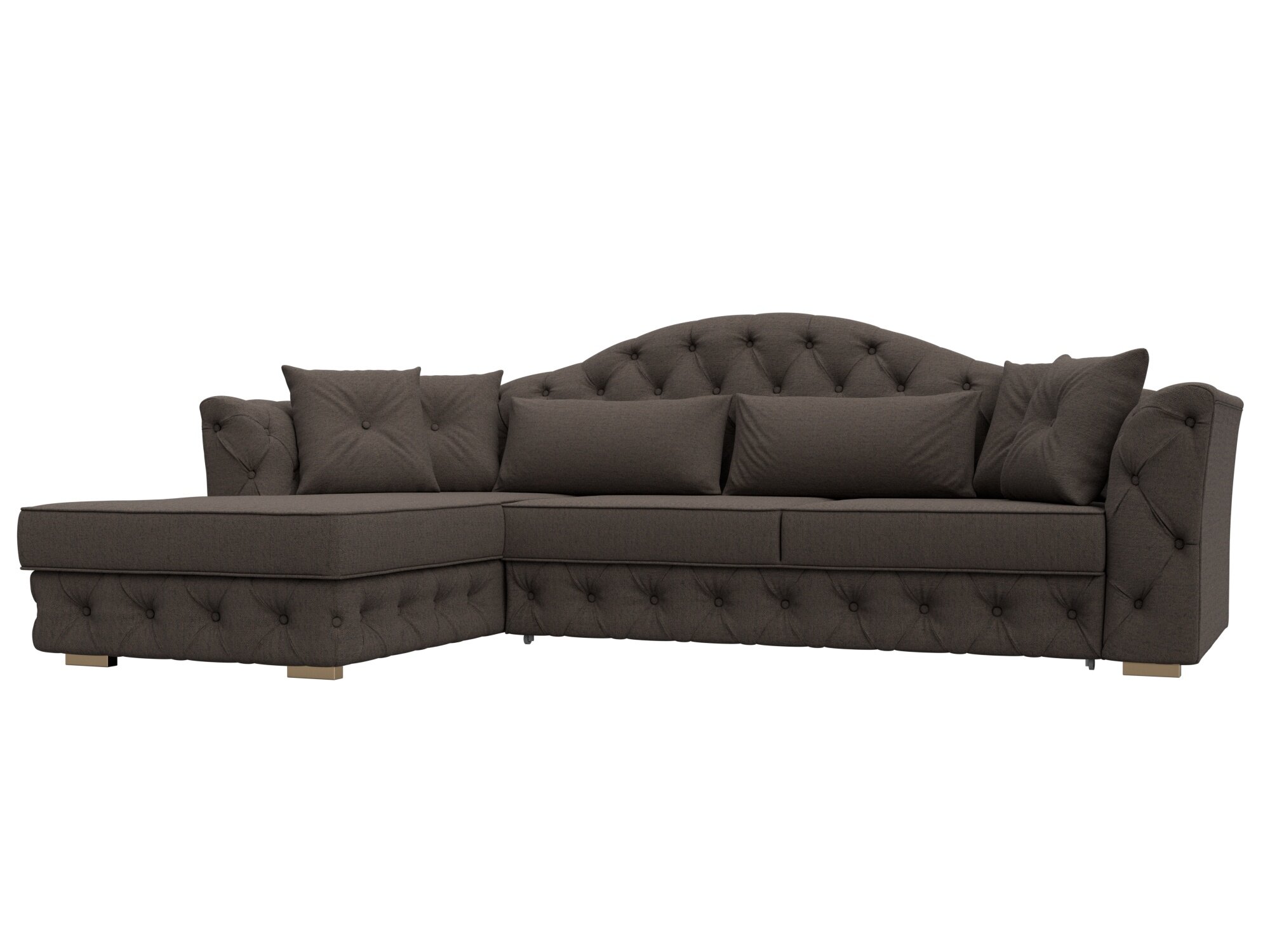 Диван угловой Артис левый угол, рогожка, механизм дельфин, Амур коричневый, 250x181x97см. Хит Диванов