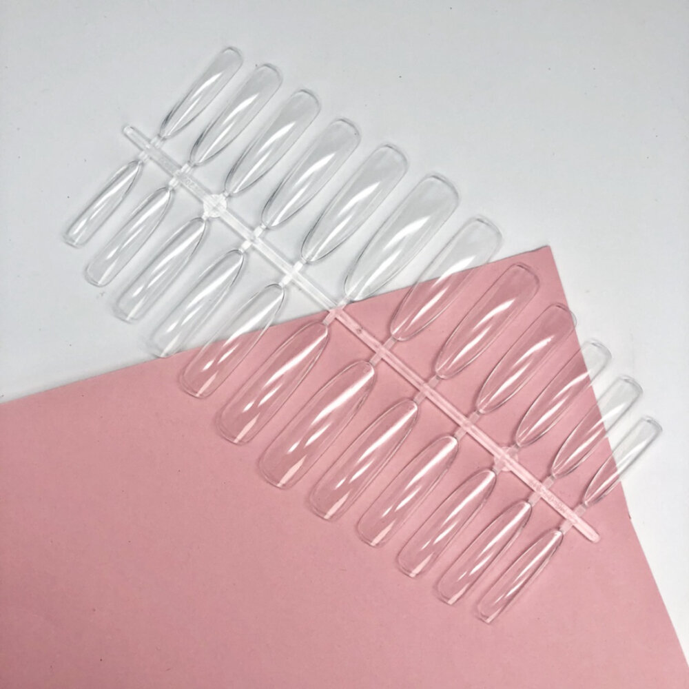 Гелевые типсы Миндалевидные Long Lakres прозрачные 24 шт