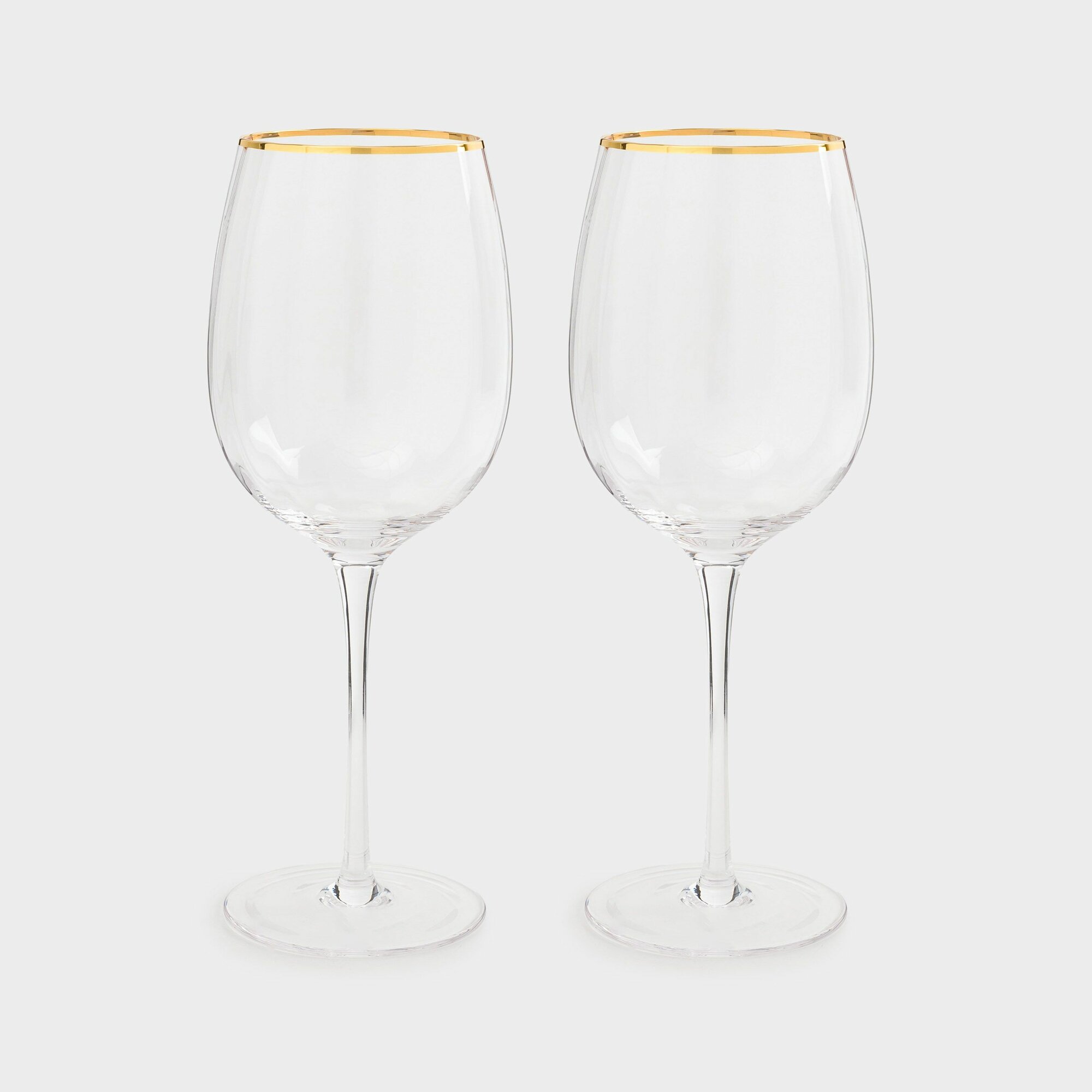 Бокал для вина Kuchenland Filo R gold, 470 мл, 2 шт, стекло Р, с золотистым кантом