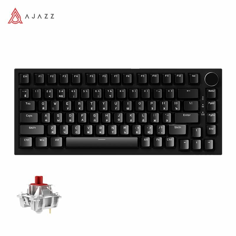 Ajazz Клавиатура проводная AK820, Английская раскладка, черно-серый, черный