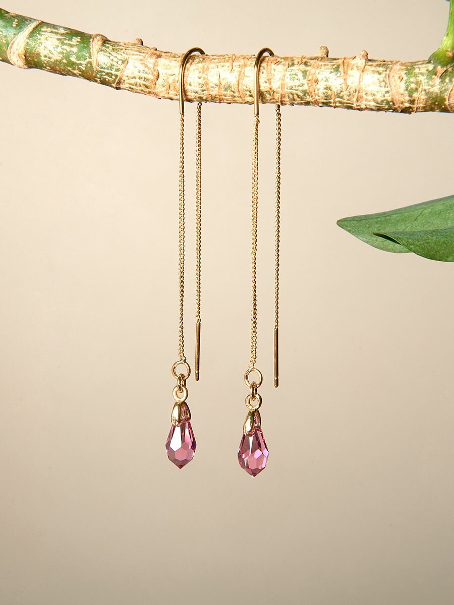 Серьги цепочки, кристаллы Swarovski, кристалл