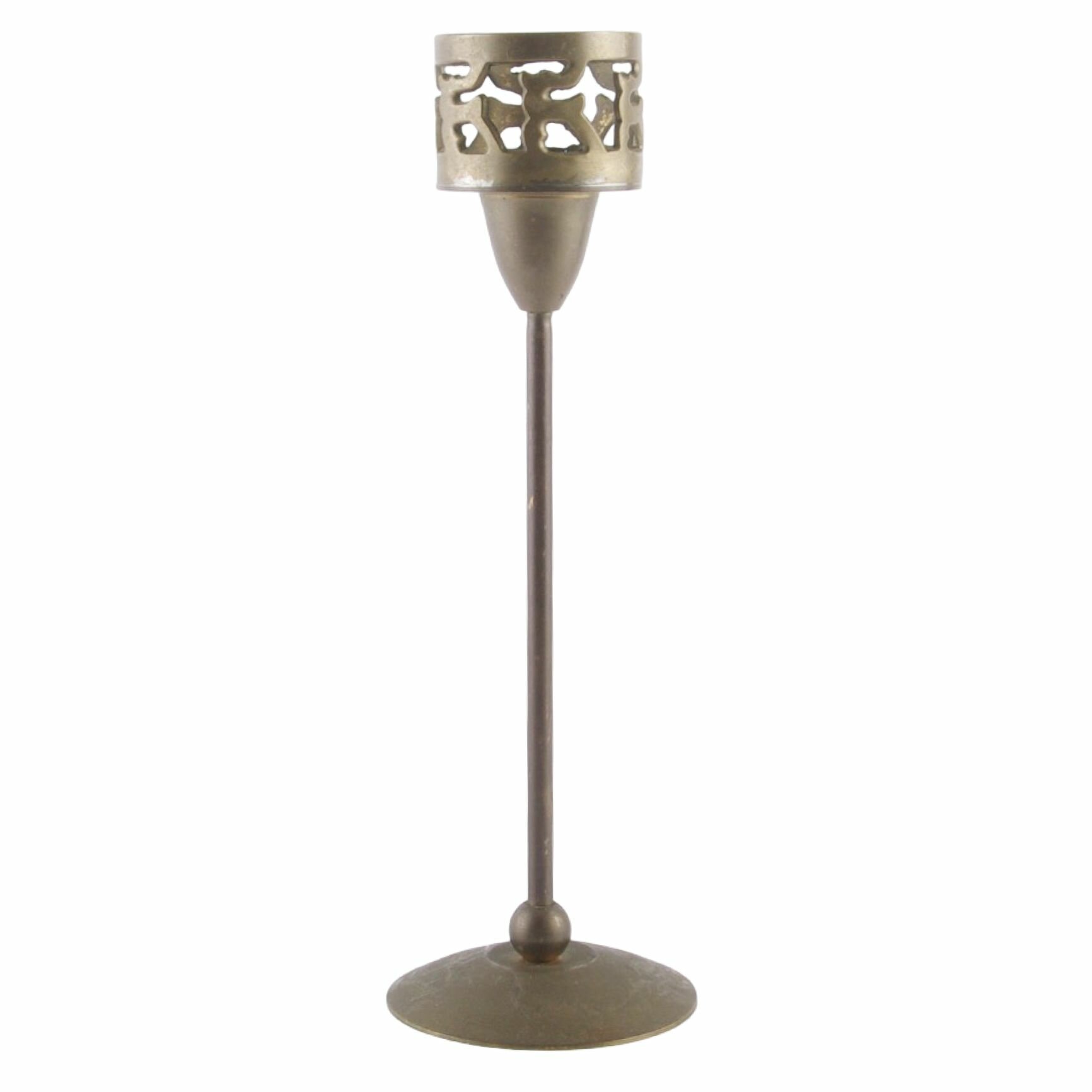 Винтажный подсвечник на высокой ножке. Латунь. Jainson. Индия, середина ХХ века