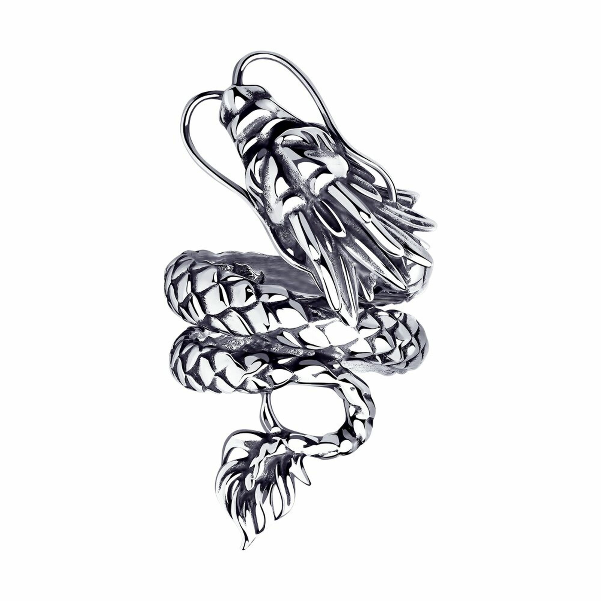 Кольцо, серебро, 925 проба, чернение