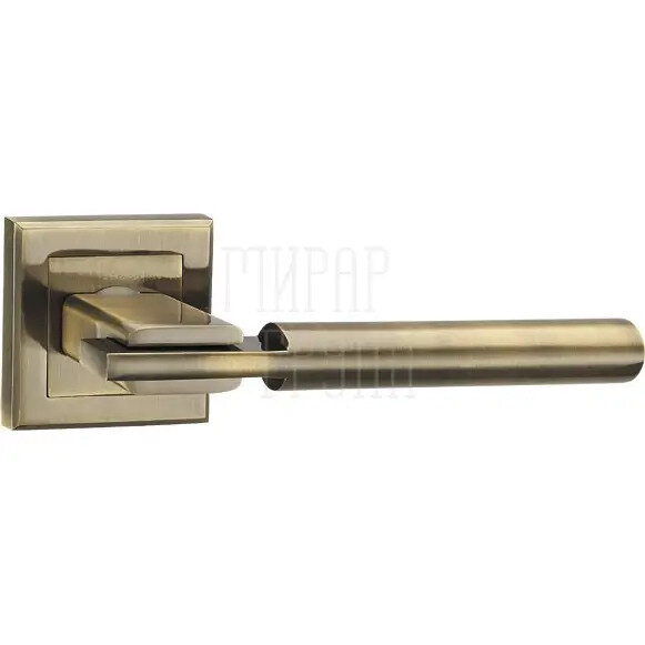 Дверная ручка Punto (Пунто) на квадратной розетке "CITY" QL зеленая бронза