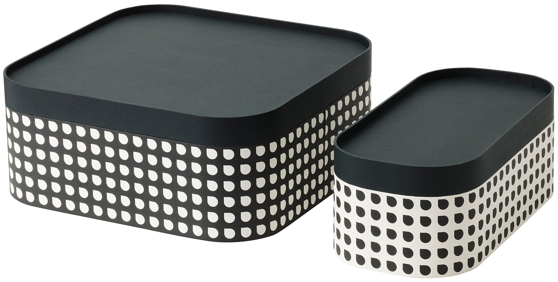 Коробка для хранения икеа плуггланд, 2 шт, клетчатый орнамент/черный белый