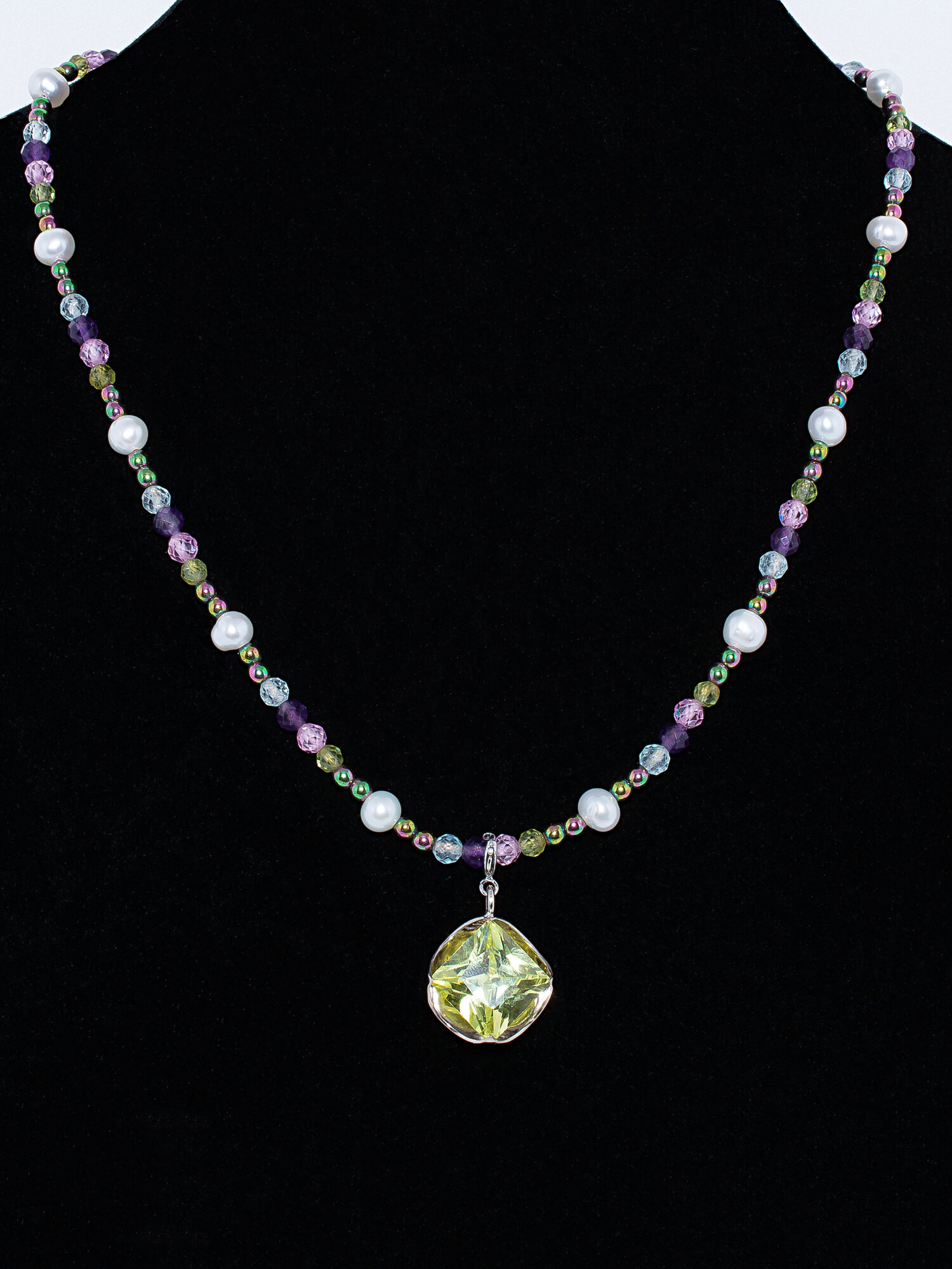 Чокер JEWELRY A VENTO, жемчуг культивированный, аметист, циркон, хризолит, топаз, гематит