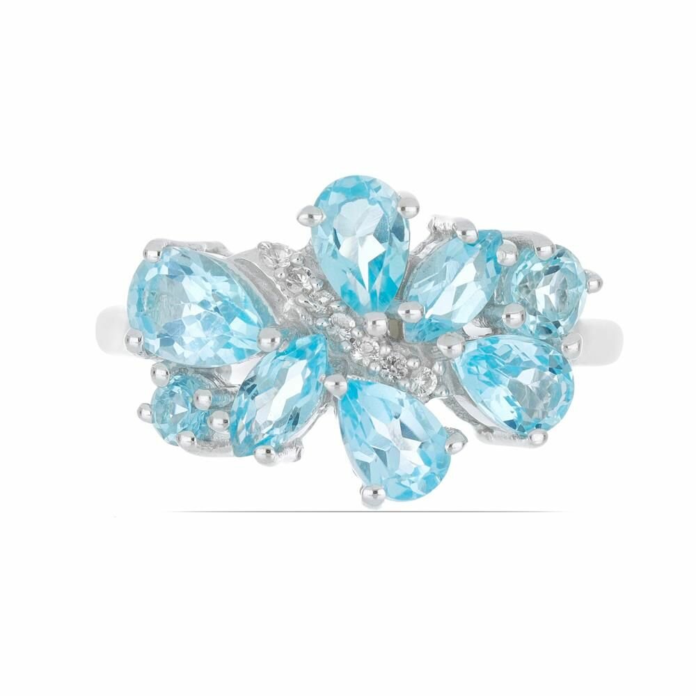 Кольцо, серебро, 925 проба, родирование, топаз