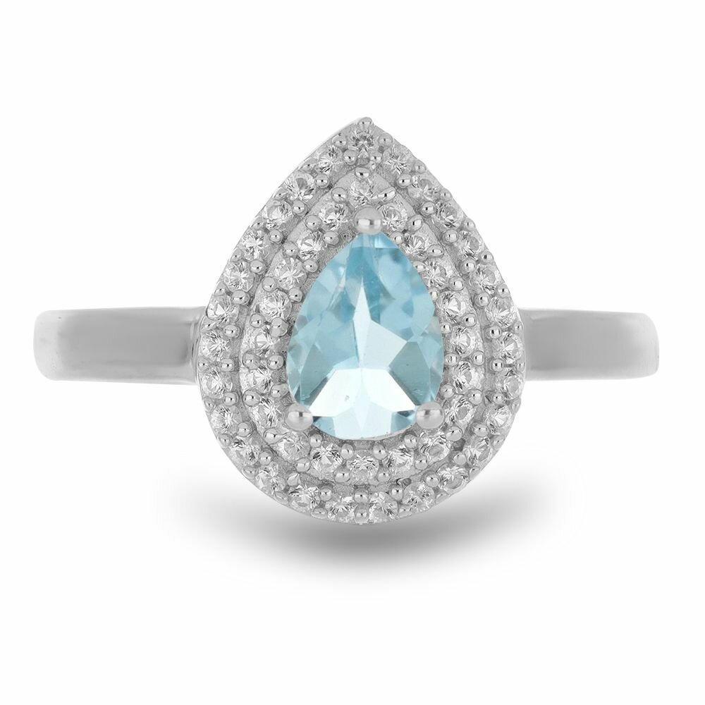 Кольцо, серебро, 925 проба, родирование, фианит, топаз