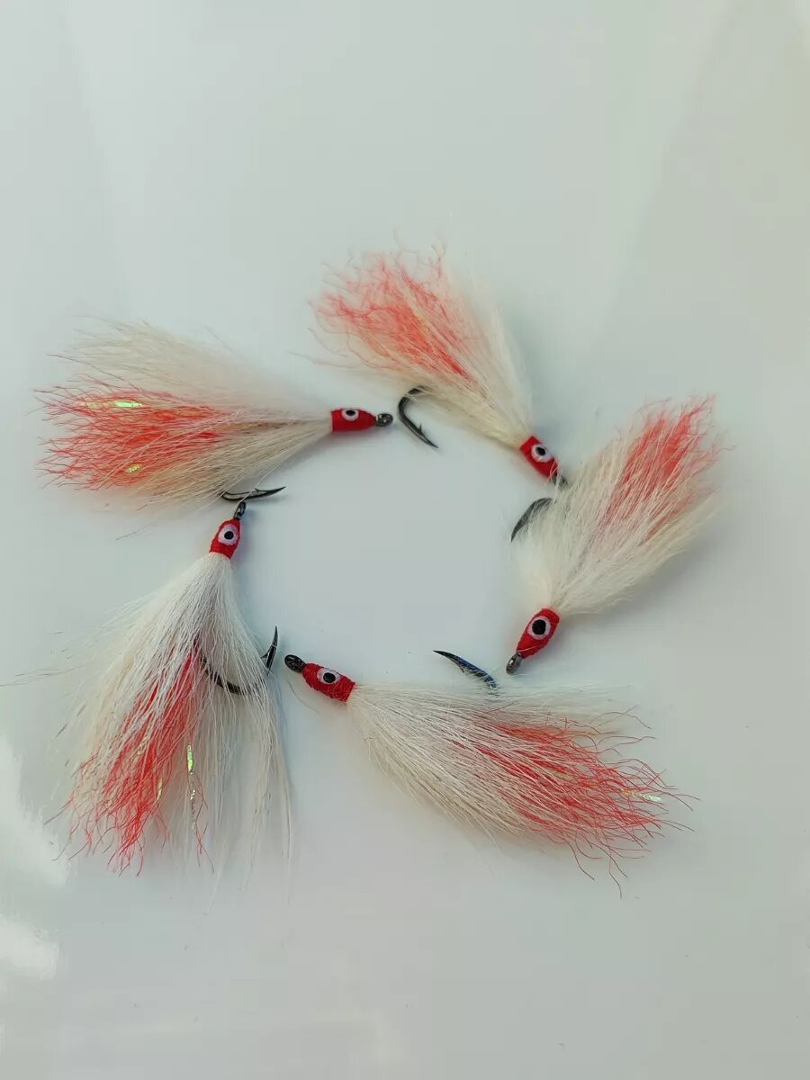 Стример на жереха на одинарном крючке красный - 5 шт.