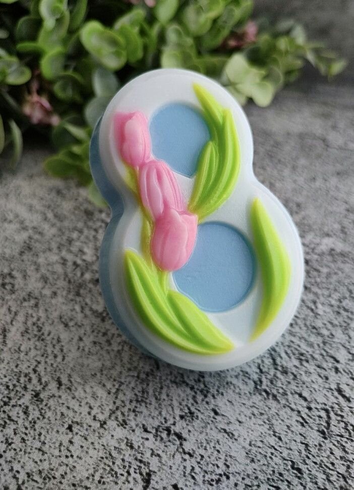 8 Марта с тюльпанами - формочка пластиковая для изготовления мыла, шоколада и гипсовых отливок