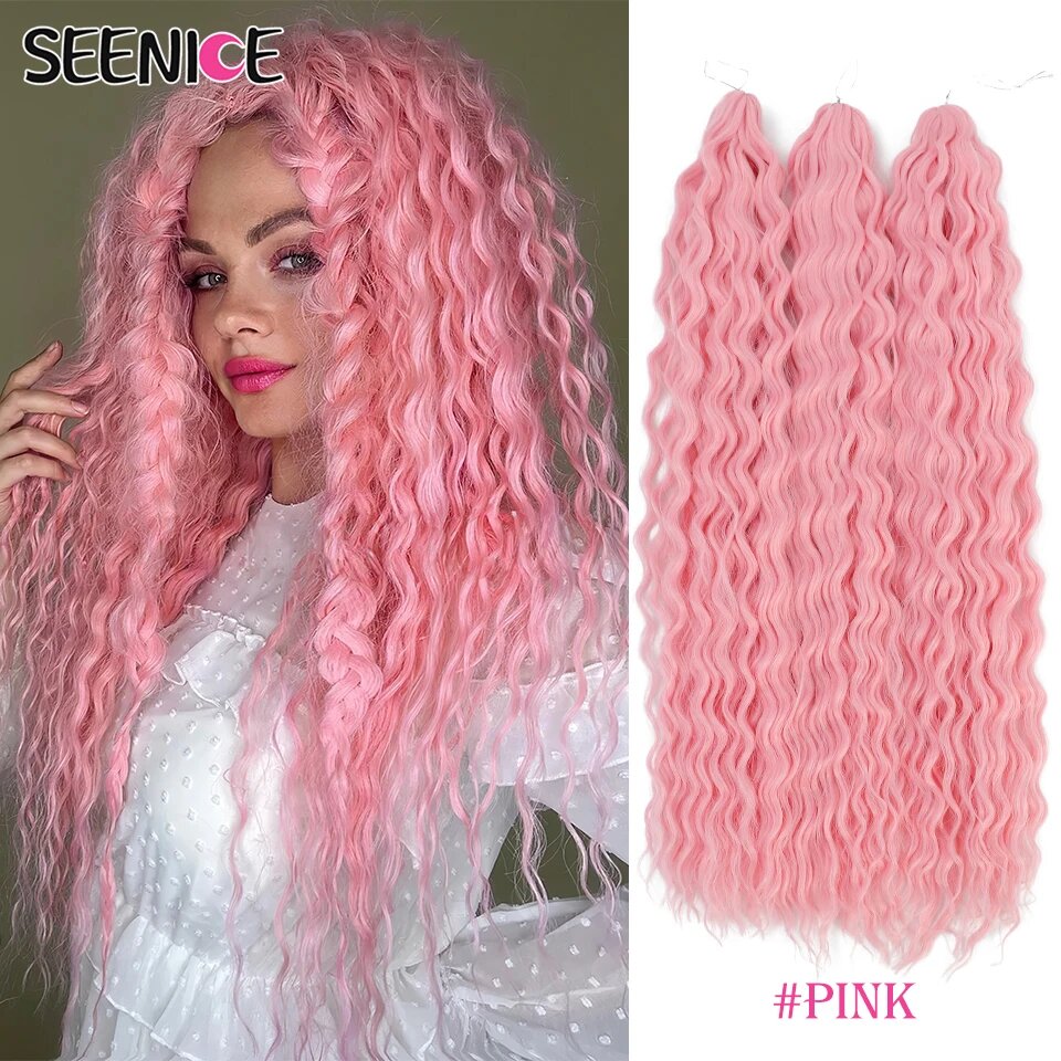 SEENICE Синтетические косы Ariel Curl Волнообразные коричнево-розовые 22-30 дюймов