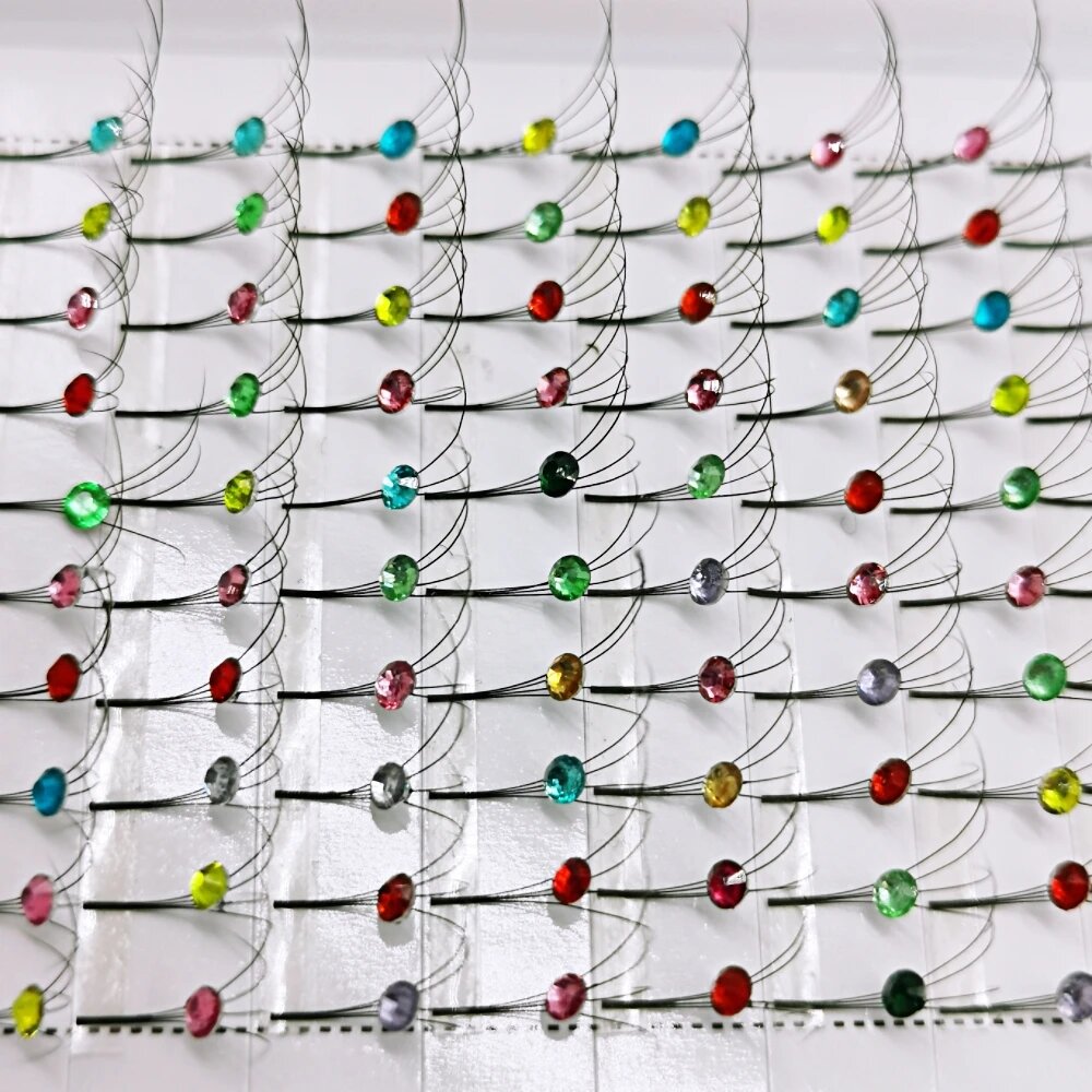 Синтетические накладные ресницы VETERAN TECH блестящие разноцветные С, 0,07 мм, 14 мм