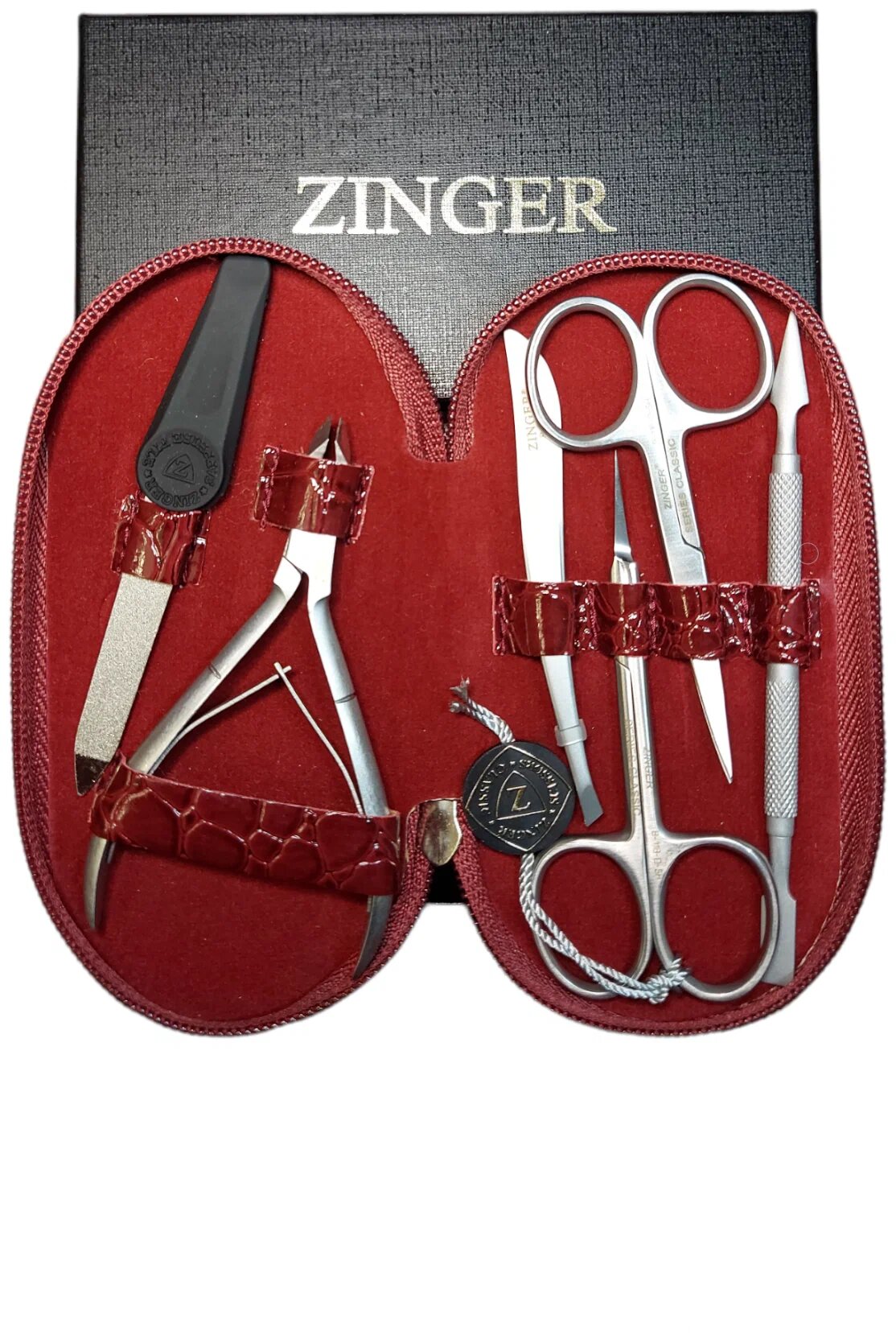 Маникюрный набор Zinger 7104G, дорожный, медицинская сталь, футляр, 6 предметов
