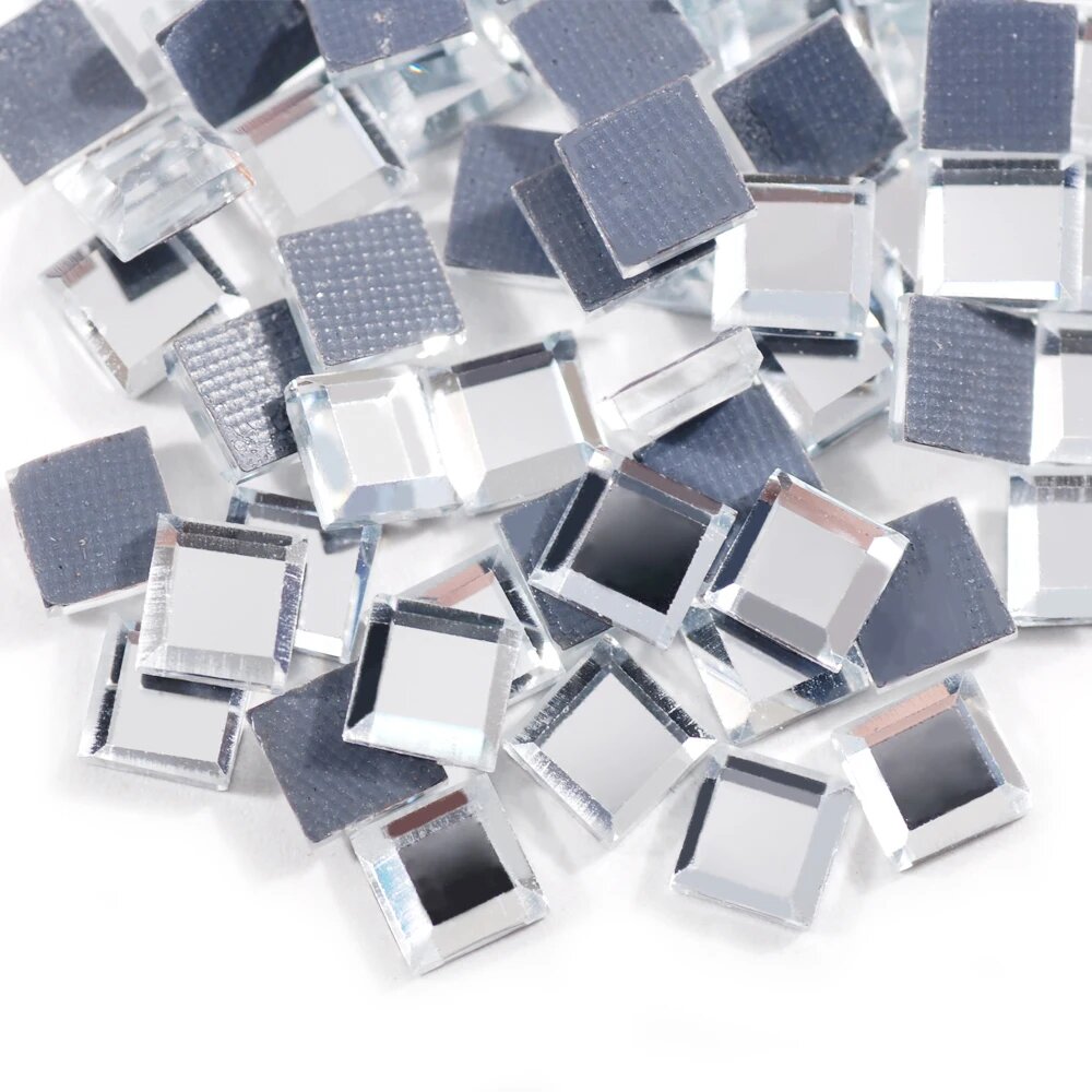 Стразы Hisenlee горячей фиксации квадратные стеклянные 4.3 мм 200 шт Серебряный, White