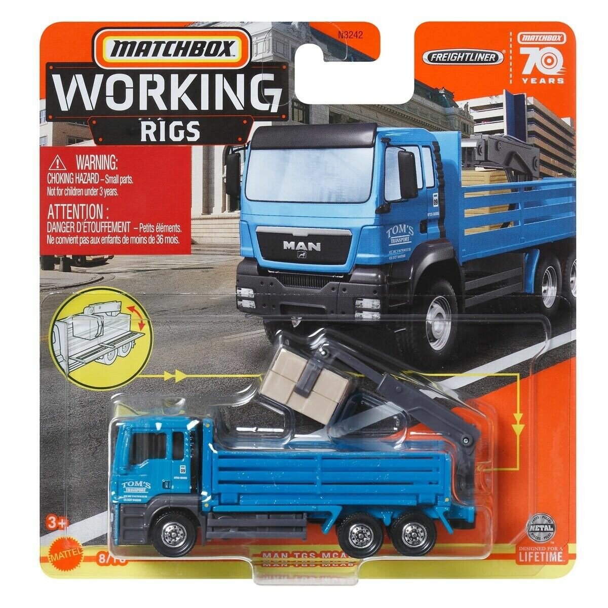 Matchbox 2023 Working Rigs Man TGS MCAB Flatbed Hauler — литая модель в масштабе 1/64
