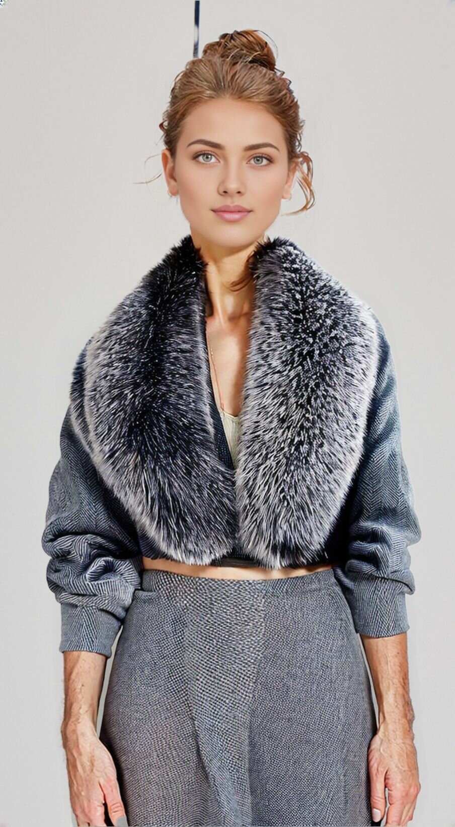 Горжетка меховая, на капюшоне, белая, женская, натуральный мех, 120 размер