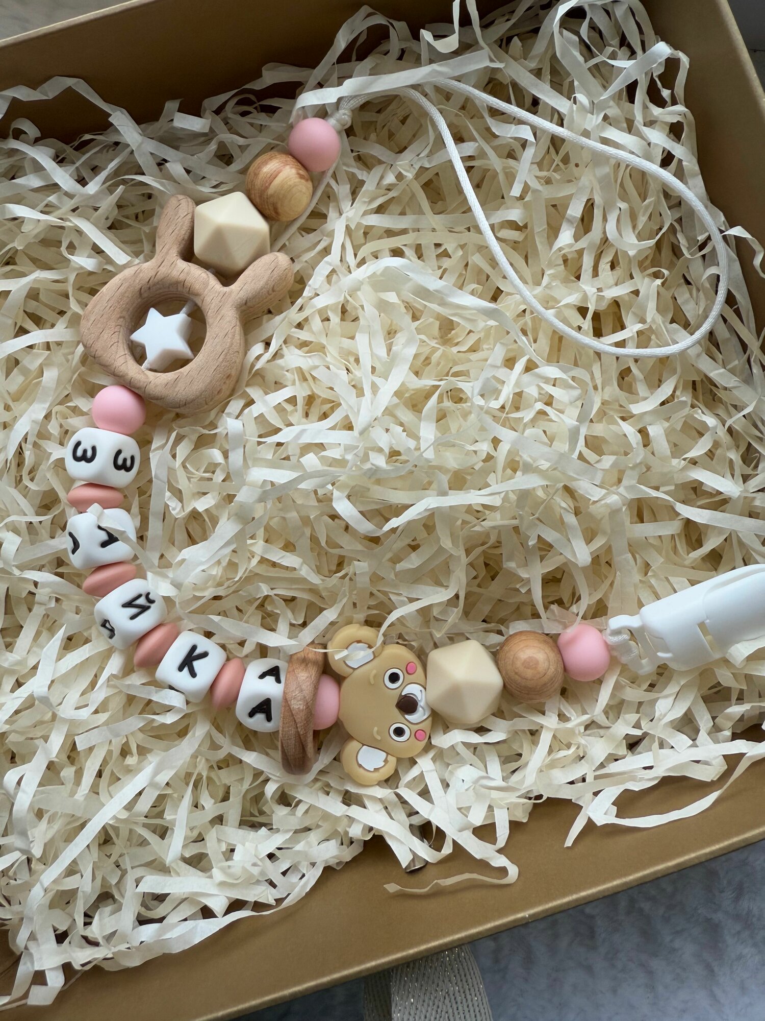 Держатель именной для соски зайка