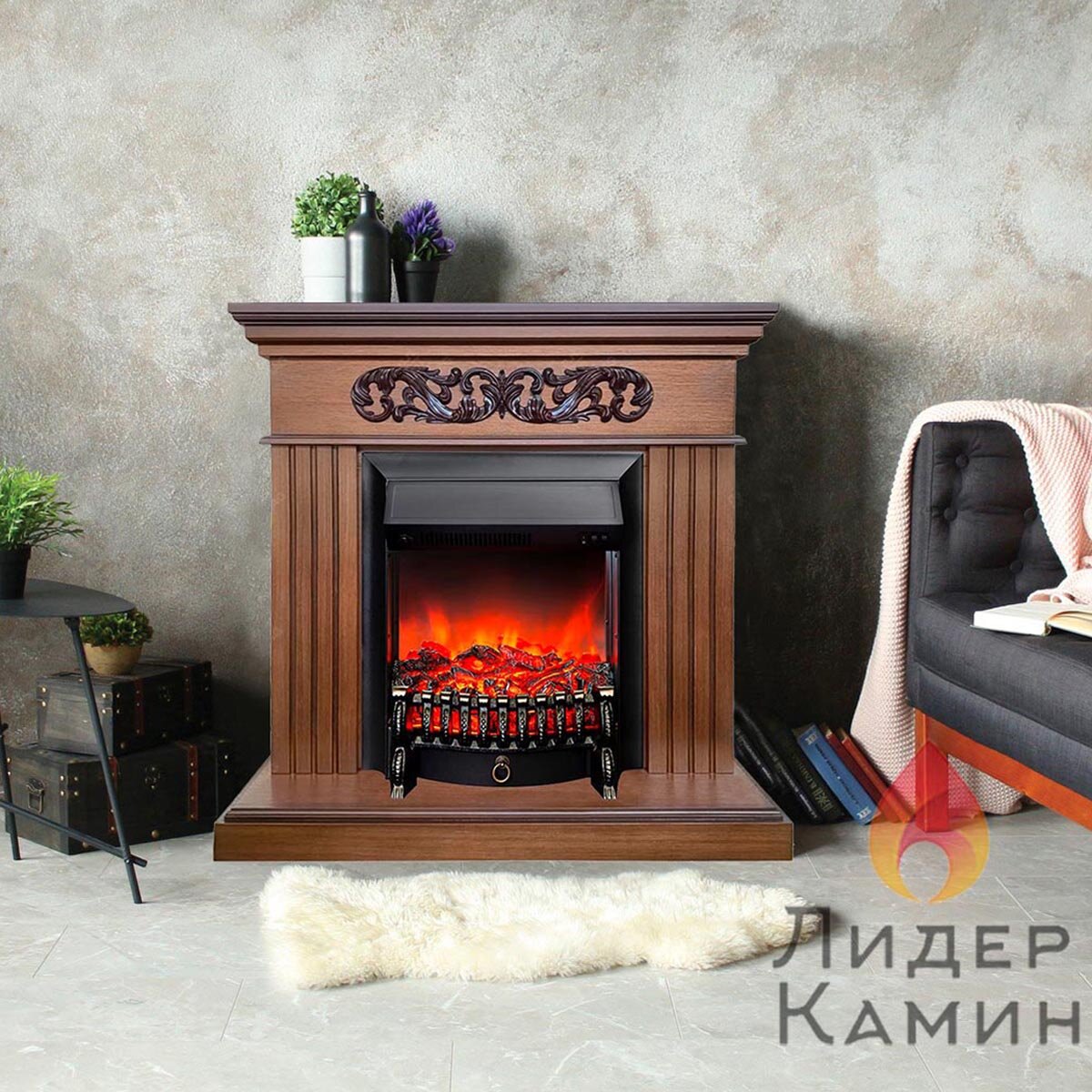 Портал для электрокамина LiderKamin Кари LO, каминный портал, без электроочага