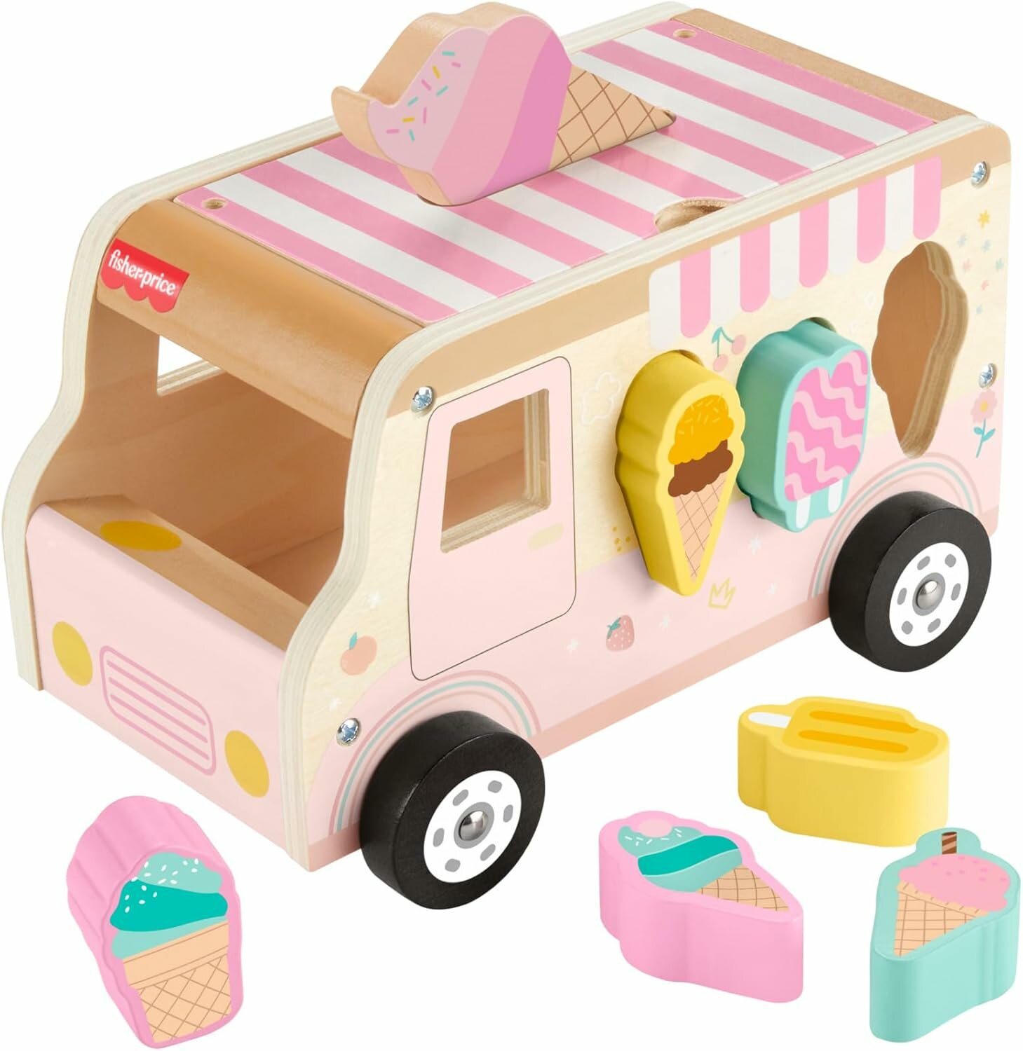 Деревянный сортировщик фигурок Fisher-Price - Грузовик с мороженым - Фишер Прайс HXT86