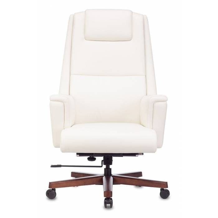 Кресло руководителя Бюрократ _DUKE белый, кожа, крестовина металл/дерево