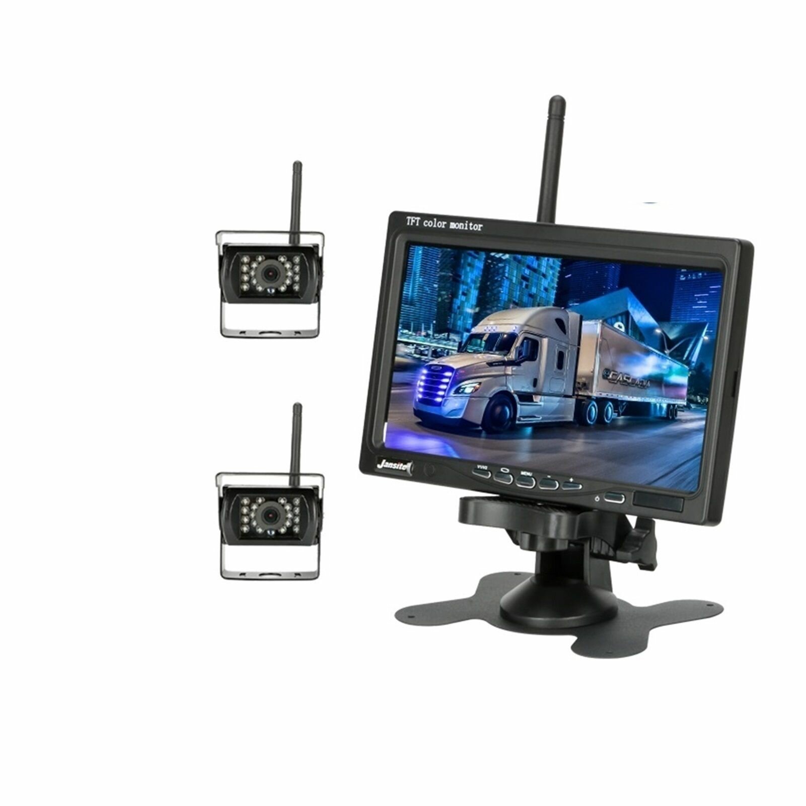 7-дюймовый беспроводной монитор заднего вида для грузовика, автофургона, 2 камеры