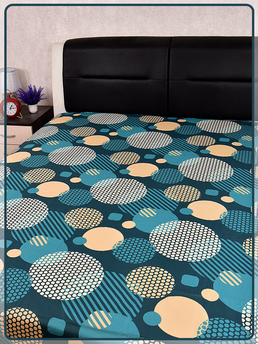 Простыня бязь Узбекистан UZ-05 Шары зеленый 150х210