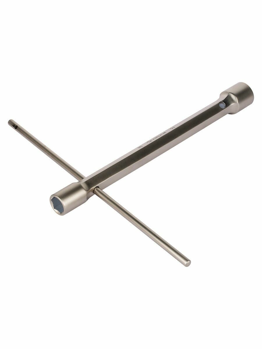 Ключ свечной кованый двусторонний 16*21*280 мм с резиновым фиксатором и воротком, AIRLINE ATAC007