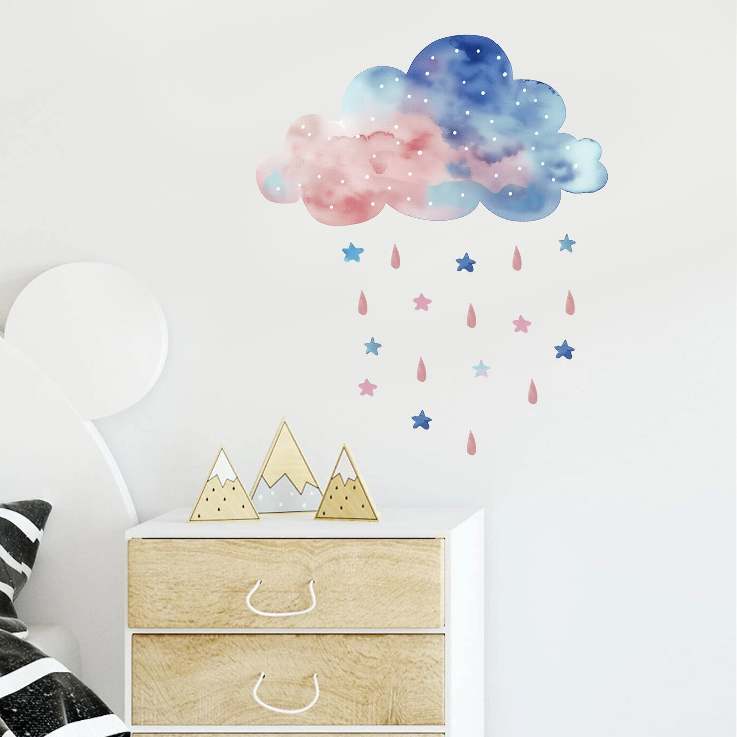 Красочные наклейки на стену в виде облаков с рисунком капель дождя и звезд, съемные обои из ПВХ, настенные наклейки для детской комнаты, спальни, гостиной, домашнего декора