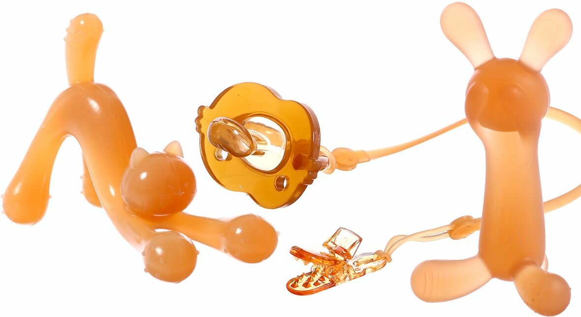 Набор силиконовых прорезывателей для зубов в контейнере со шнурком-прищепкой, детский грызунок, массажер для десен, для малышей от 3 месяцев, комплект 3 штуки