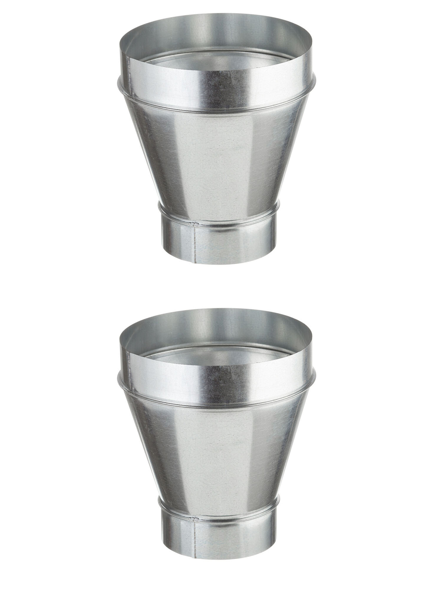 Переход с круглых воздуховодов d125 мм на круглые d200 мм оцинкованный (2 шт.)