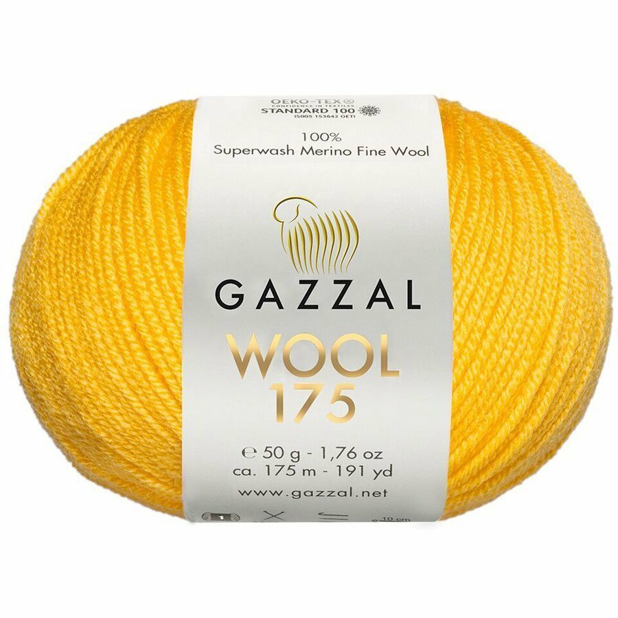 Пряжа Gazzal WOOL 175 312 желтый (5 мотков)
