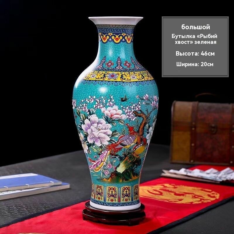 Напольная ваза из фарфора Jingdezhen в стиле новой китайской эстетики, ручная роспись эмалью, большая ваза для гостиной, декор для цветов, интерьерный акцент