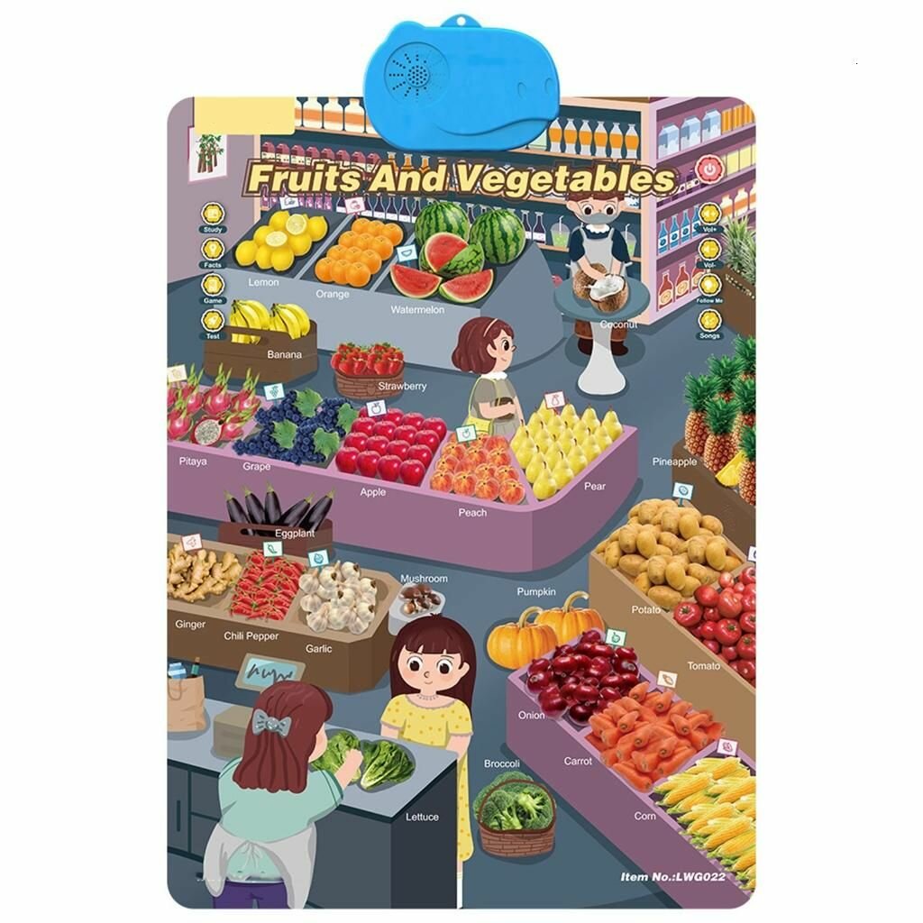 Детский интерактивный звуковой плакат, - Фрукты и овощи