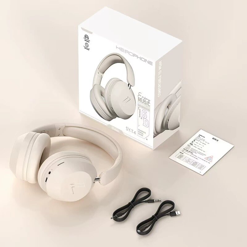 Стандартные беспроводные наушники Bluetooth с шумоподавлением для игр, музыки и спорта — Бежевый