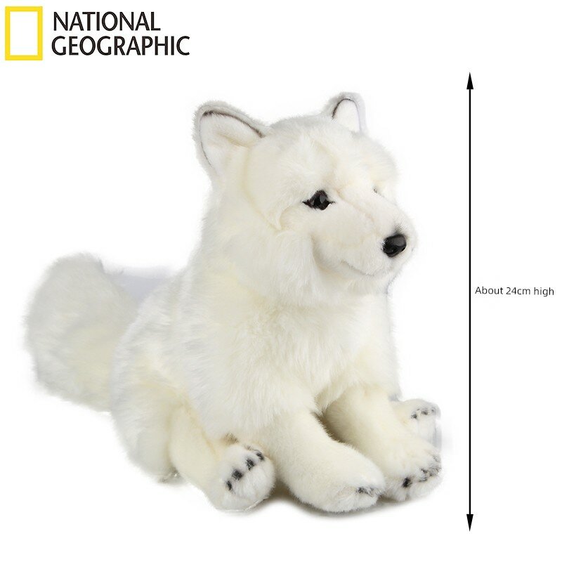 Сидячий плюшевый полярный лис 24 см от National Geographic, реалистичная игрушка для детей