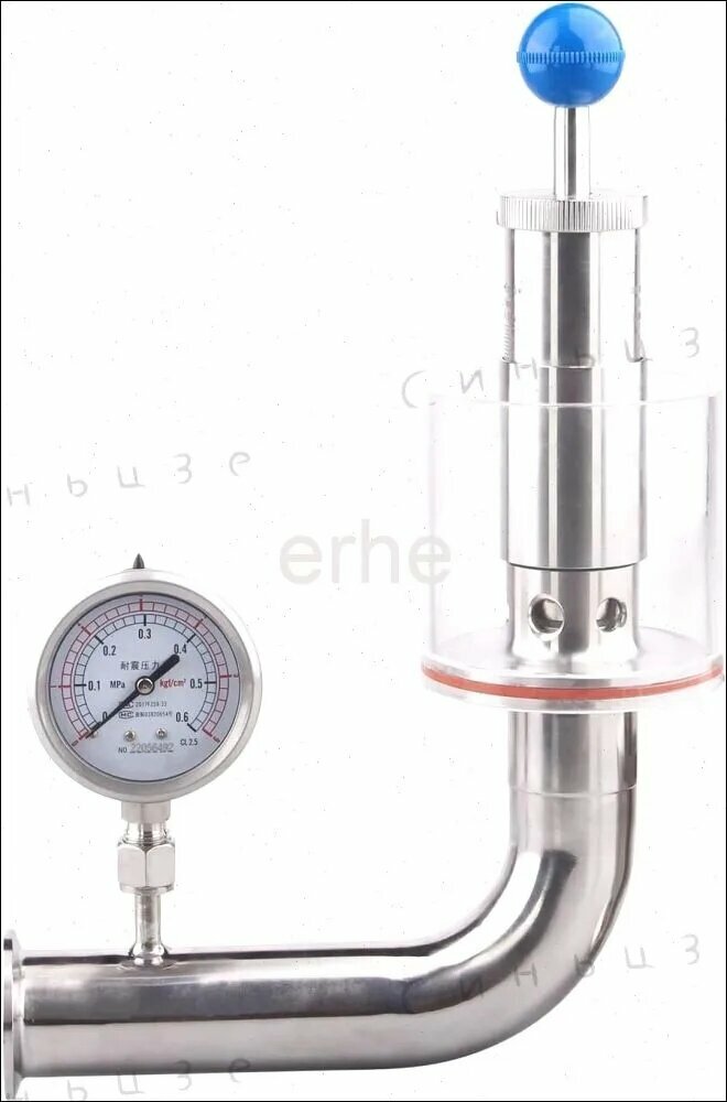 Шпунт-аппарат с манометром (левый), до 2,2 бар под Clamp DN32 нерж.