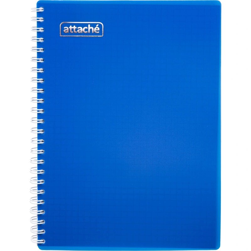 Бизнес-тетрадь А5-,96л, гребень, обл. пластик, клетка, Attache Plastic, синий