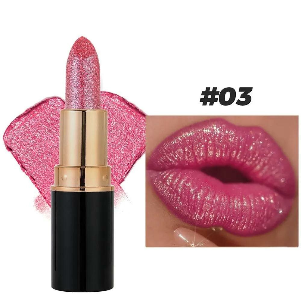 Металлический перламутровый помада, сияющий глиттер для губ, увлажняющий долговечный глиттер для губ 03