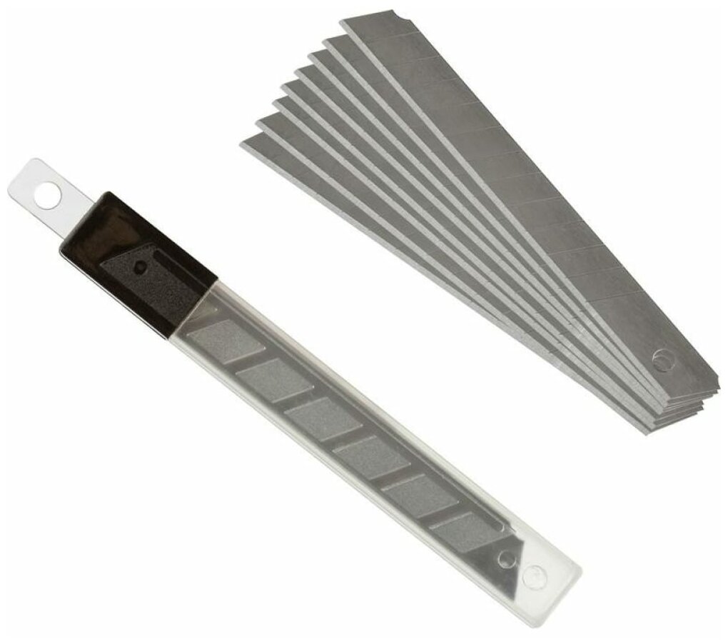 Лезвие запасное для ножей эконом 9 мм, 10 шт/уп, пластиковый футляр Attache Economy 882895